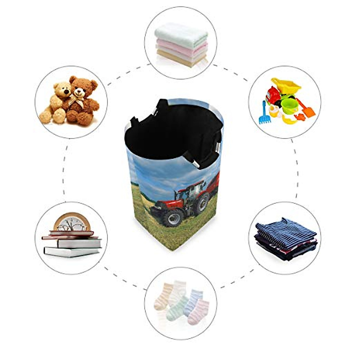 Laundry Storage Basket Tractor Laundry Hamper Collapsible Organizer Home Storage Bin Dirty Cloth Toy Dorm Bag with Handle