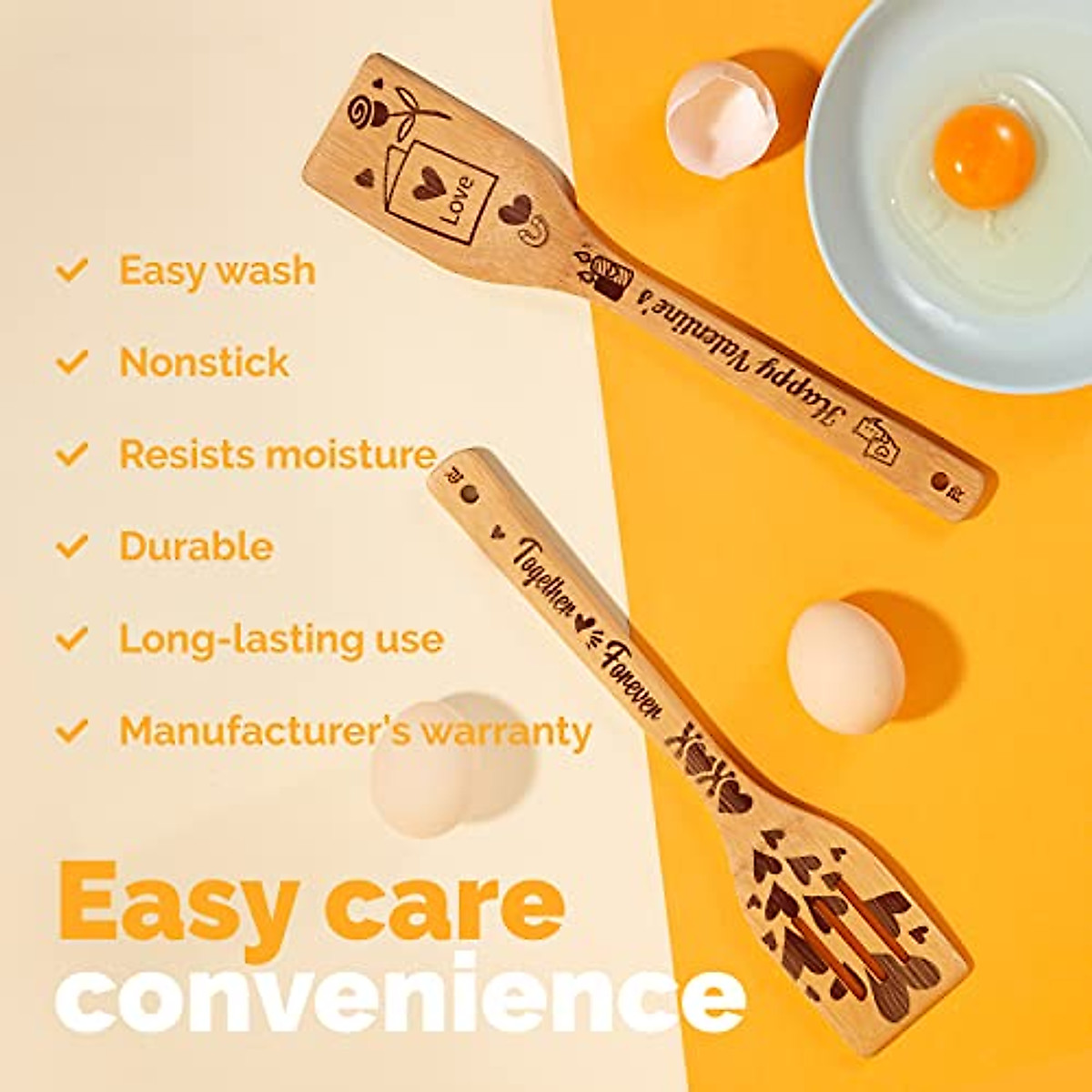 Riveira 6-piece Wooden Spoons For Cooking, Unique Valentines Day Gifts For Her, Valentines Day Gifts For Mom, Valentines Day Gifts For Girlfriend, Valentines Day Kitchen Decor - Valentines Decorations