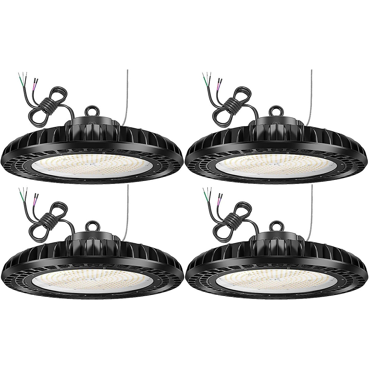 4 Pack 500W UFO Led High Bay Light 72500lm 5000K 1-10V Dimmable High Bay Led Lights Led High Bay Lights Alternative to 1600W MH/HPS for Gym Factory Warehouse Shop Garage