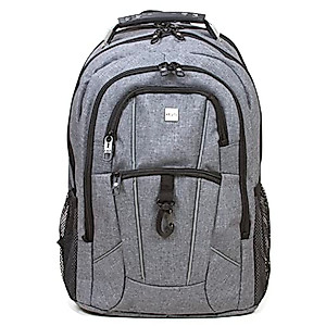 Dejuno Commuter Backpack Checkpoint-Friendly Laptop Pocket, Heather Grey, 15.6-Inch