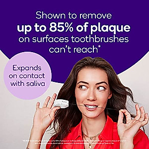 BURST Refillable Dental Floss Dispenser Set - Mint Eucalyptus Aroma - Expanding Floss - Stain-Absorbing, Woven Tooth Floss - White Case + 32 Yards Charcoal Floss