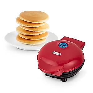 Dash DRCM200GBRD04 Mini Rice Cooker Steamer, Red & DMS001RD Mini Maker Electric Round Griddle for Individual Pancakes, Cookies, Eggs & other on the go Breakfast, Lunch & Snacks, Red