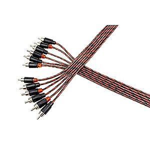 ALPHASONIK 17 Feet Premium 6 Channel Hyper-Flex RCA Interconnect Signal Patch Audio Cable with X-Radial Twist Wire Technology 100% Oxygen Free Copper Element Certified Multiple Applications FLEX-R66