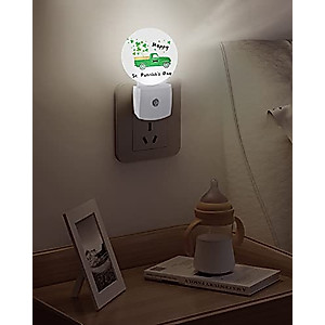 Happy St.Patrick's Day Truck Night Lights Plug into Wall, Irish Clover Green Auto Round LED Lights with Dusk to Dawn Sensor for Bedroom, Bathroom, Hallway, Kitchen, Kids, Home Decor