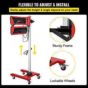 Bestauto 2000W Baking Infrared Paint Curing Lamp Short Wave Infrared Heater Car Bodywork Repair Paint Dryer/Stand