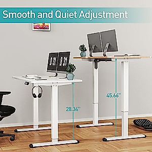 WOKA Electric Standing Desk 48 x 24 Inch, Adjustable Height Stand Up Desk with Memory Controller, Adjustable Desks for Home Office, Sit Stand Desk White with Splice Board, Motorized Standing Desk