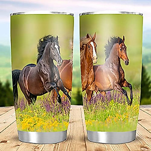 Waldeal Running Horses Coffee Mug Stainless Steel Thermal Tumbler with Lid, Double Wall Vacuum Insulated Travel Mug for Women Men Birthday or Christmas Gifts, 20oz