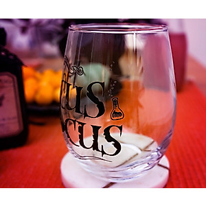 Disney Hocus Pocus Teardrop Stemless Wine Glass | Tumbler Cup For Mimosas, Cocktails | Home Barware For Liquor, Kitchen Decor | Sanderson Sisters Halloween Gifts And Collectibles | Holds 20 Ounces