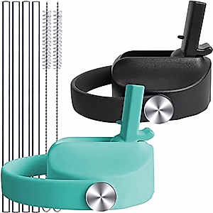 Upgraded Straw Lids for Thermoflask, Simple Modern, Iron Flask Lid Replacement, High Flow Bite Valve and Flex Handle for Hydro Flask Straw Lid Top Cap Replacement, Black&Teal