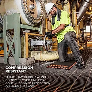 Ergodyne ProFlex 385 Kneeling Pad, Foam Knee Cushion, Water Resistant Kneeling Mat, 16" x 28" x 1",Black,Large