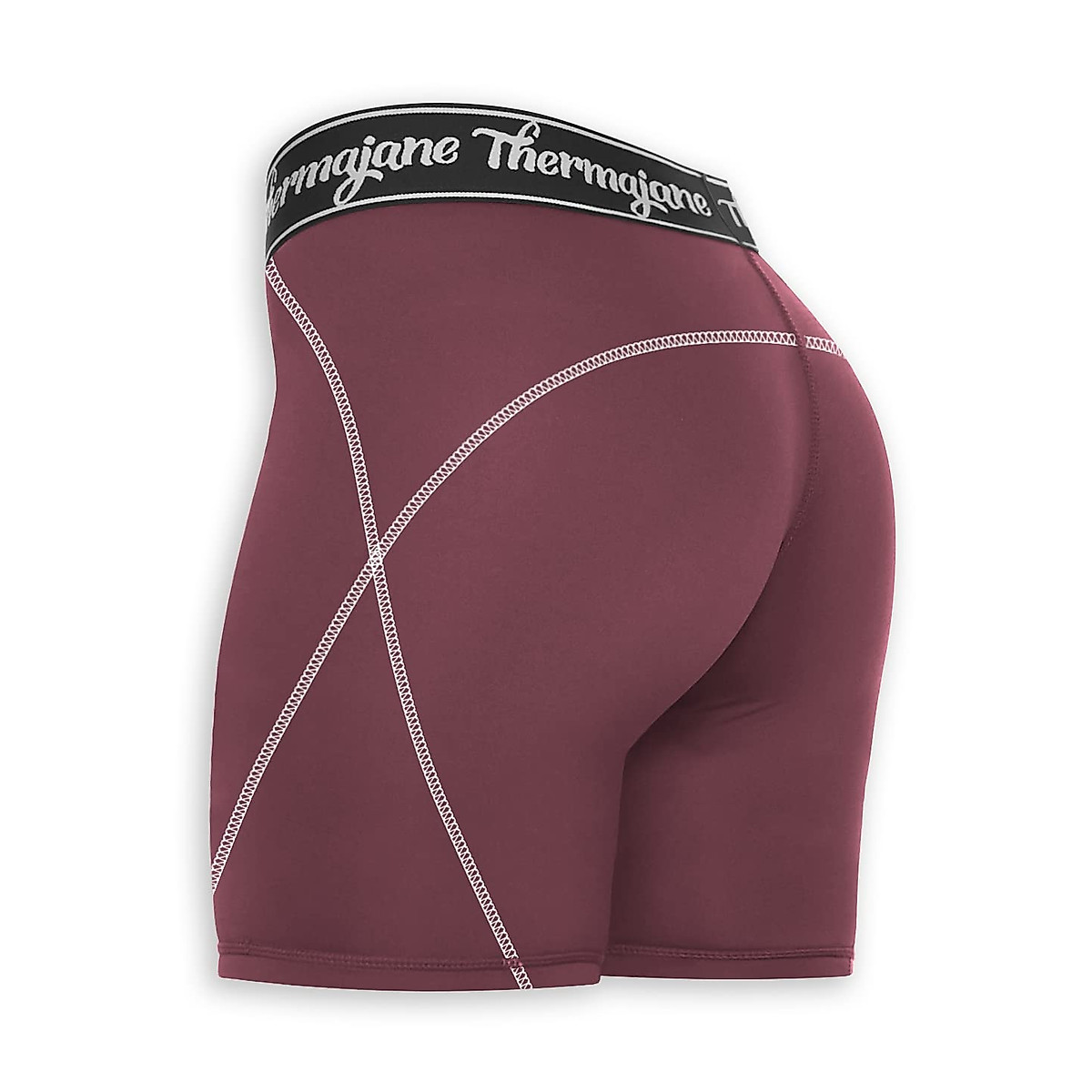 Thermajane Compression Shorts for Women Athletic Spandex Volleyball Shorts Women (XXX-Large, Wine)