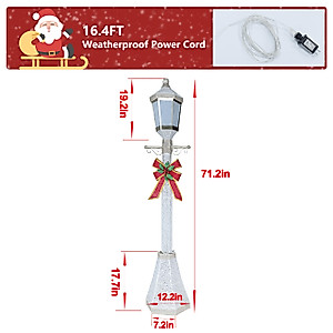 MUPATER 6 ft Tall Pre-Lit Energy-Efficient LED White LAMP-Post, Christmas Holiday Outdoor Lighted Decoration for Yard, Porch, Entry - Ground Stakes Included