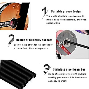 MOCOHANA 5 Tier Stainless Steel Ribbon Organizer Rack Lace Dispenser Rolls Curling Spool Storage Container Embroidery Thread Holder Stand, White