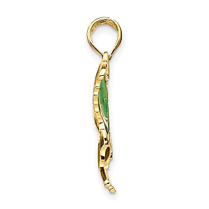 IceCarats 14K Yellow Gold Green Butterly Necklace Charm Pendant 25mm x 31mm Only