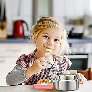 PIQUEBAR 8 Ounce Kids Thermo For Hot Food Vacuum Soup Thermo Insulted Food Jar, Lunch Container for School, Travel, Stainless Steel (8oz Pink)