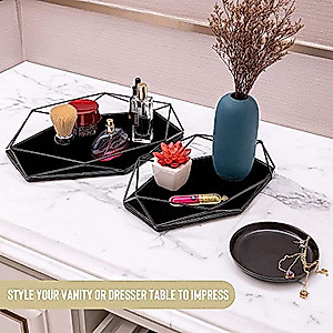 Mili Home Black Decorative Tray Large Perfume Tray Bathroom Trays Makeup Trays for Vanity, Perfume Organzier and Holder, Coffee Table Decor