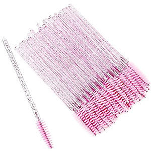 ZYIGYI 300 Pcs Disposable Mascara Wands, Pink Spoolies Eyelash/Eyebrow Brush for Eye Lash Extension