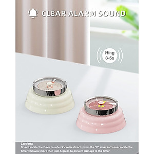 Tiergrade Kitchen Timer, Reminder Timer 360 Degree Rotating Mechanical Timer, Visual Timer Back Countdown Kitchen Timer Fridge Magnetic for Cooking, Learning (Beige)