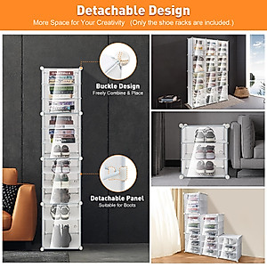 DDBESSIC Shoe Rack Organizer, 72 Pair Shoe Storage Cabinet with Door Cube Bookcase Storage Shelf Bookshelf Expandable Plastic Shoe Shelves for Closet, Entryway, Hallway, Bedroom