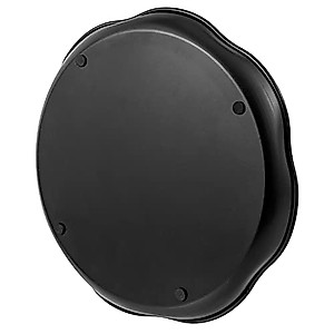 MyGift Modern Art Deco Matte Black Metal & Brass Tone Rim Serving Platter w/Scalloped Edges - 12-Inch Round Vanity Tray Display - Handcrafted in India