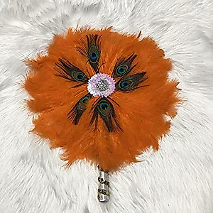 Custom Wedding Hand Fan with Feather Lace Spain DIY Style Abanico De Mano with Sequin Stone Handmade Wedding Feather Photo Props