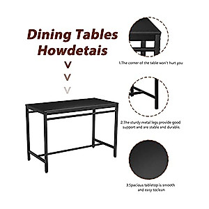 MIERES 4, Counter Height Table & Stools, Bar Chairs, Kitchen Dining Table Set for Breakfast Nook, Small Space Living Room, Black
