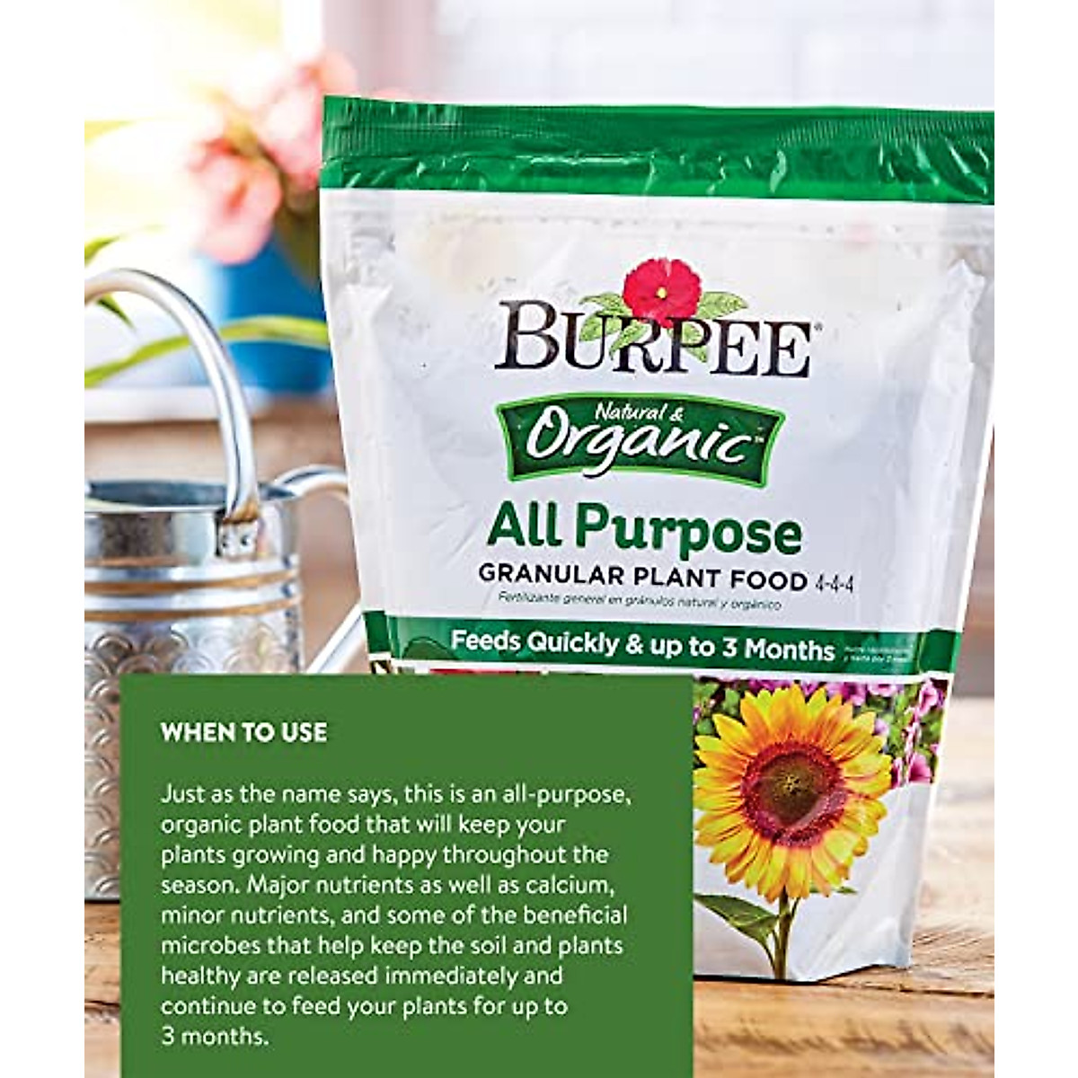 Burpee Natural Purpose Granular 4-Lb Organic Food for Growing Strong Plants | Good for Vegetable Garden, Flower Garden & Seed Starting, 4 lb, 4lb. Bag