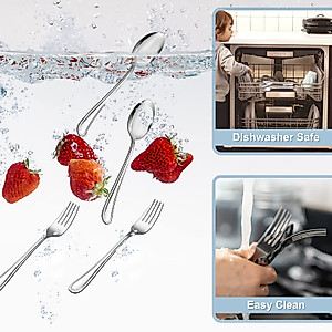 TeamFar Toddler Utensils, Stainless Steel Toddler Silverware Small Kid Cutlery Set for Self-Feeding, with Line Patterned Edge, Healthy & Non Toxic, Mirror Surface & Dishwasher Safe–3 Forks + 3 Spoons