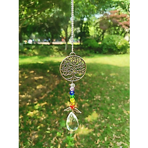 Healing Crystal Car Hanging Tree of Life Accessories Rearview Mirror Window Garden Decorations Wall Home Decor Ornaments