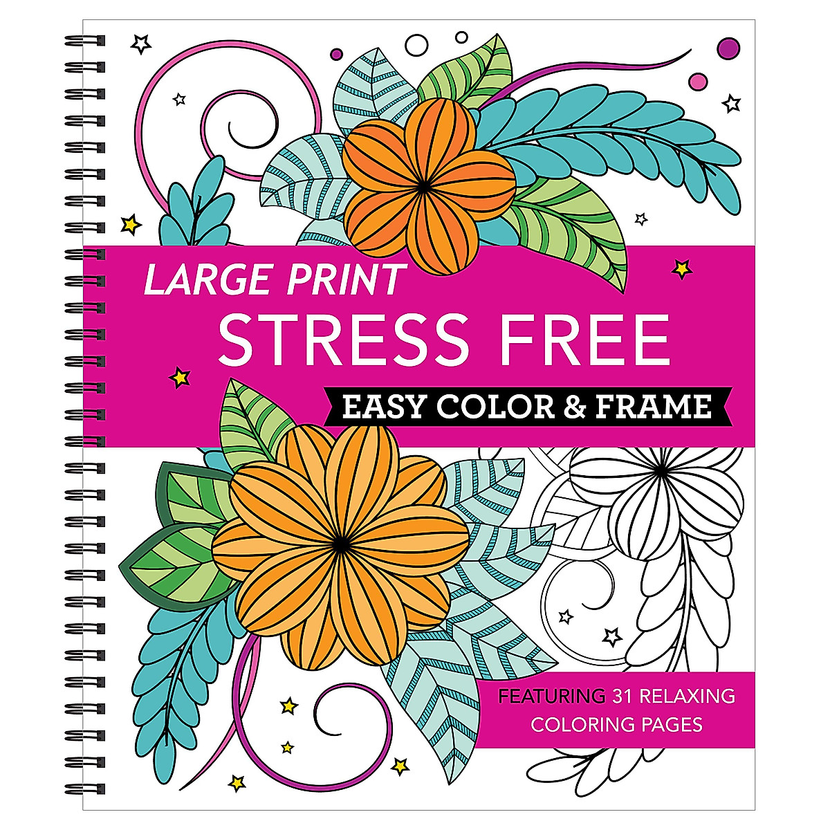 Large Print Easy Color & Frame - Stress Free (Adult Coloring Book)