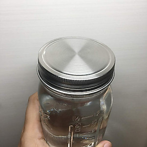 Stainless Steel Mason Jar Lids, Storage Caps with Silicone Seals for Regular Mouth Size Jars, Polished Surface, Reusable and Leak Proof, Pack of 12 (12-Pack Regular Mouth stainless steel)