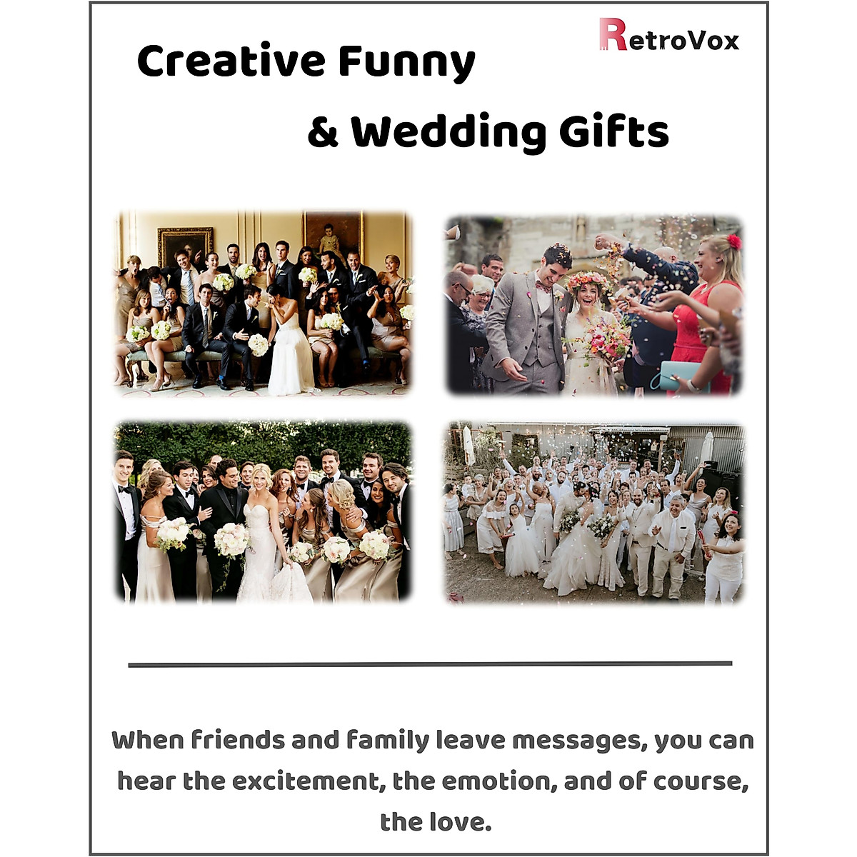 RetroVox Audio Guest Book Wedding Phone Guestbook Easy to Use & Fun Engagements Anniversaries Baby Showers Graduation Record Personalized Audio Messages Off-White