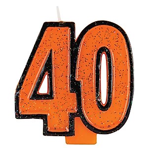 Creative Converting Glitter Numeral Candle, 3.5" x 2.75", Orange