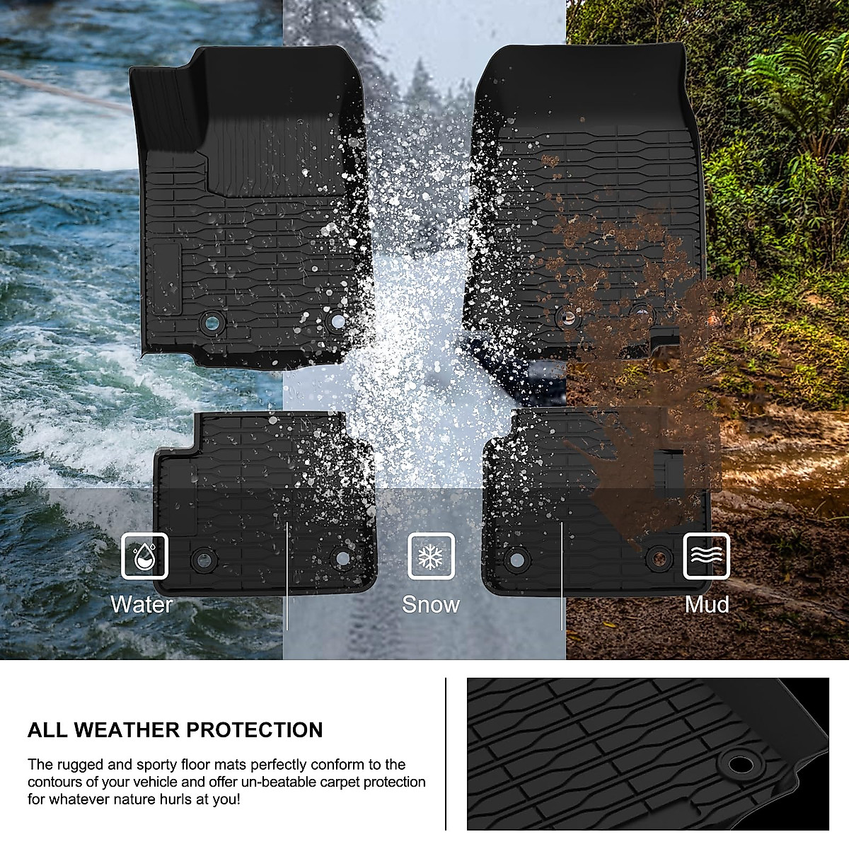 KIWI MASTER Floor Mats for 2021-2025 Jeep Grand Cherokee L OEM Replacement 82216640AA All Weather Mat Custom Fit TPE Front Rear 3-Row Liners, Black