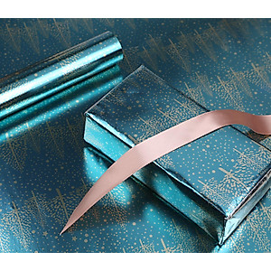 UNIQOOO 6 Design Christmas Wrapping Paper Precut Sheet, 39.4x17 Each, Red Gold Kraft Foil Gift Wrap, 18 Pack Family Bundle