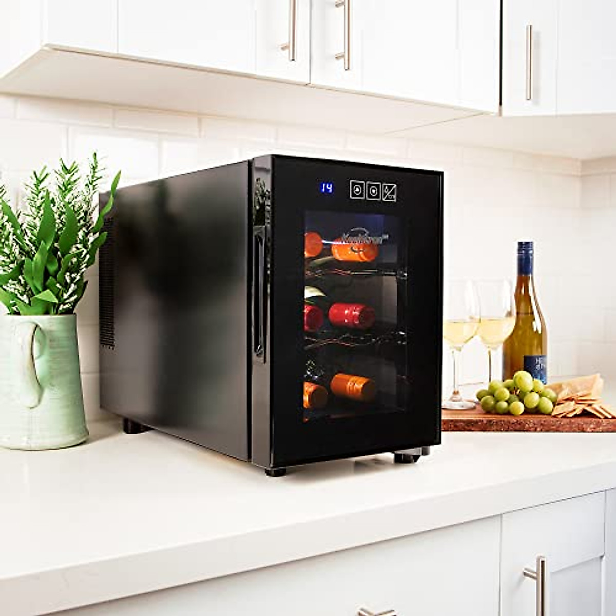Koolatron 6 Bottle Wine Cooler, Black, Thermoelectric Wine Fridge, 0.65 cu. ft. (16L), Freestanding Wine Cellar, Red, White and Sparkling Wine Storage for Small Kitchen, Apartment, Condo, RV