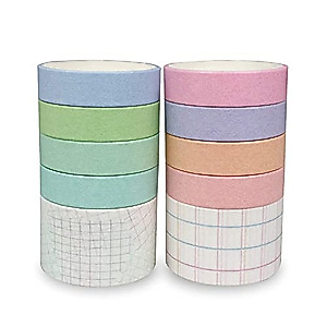 GPFMLDFV Washi Tape Set of 10 Rolls, Masking Decorative Gray Paper Tape for Bullet Journal DIY Decor Planners Scrapbooking Party School Supplies Craft
