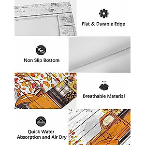 Outdoor Area Rug for Patio,Thanksgiving Autumn Farm Truck Pumpkins Camping Rugs Indoor Large Floor Mat 4x6ft,Fall Orange Leaf Flowers on Wooden Outside Carpet for Deck RV Picnic Porch Backyard