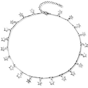 Jude Jewelers Stainless Steel Luck Stars Dainty Choker Necklace (Silver)