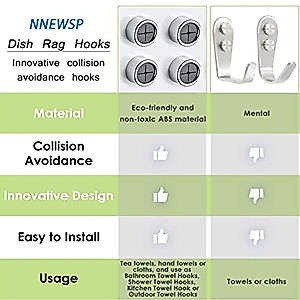 NNEWSP 8Pcs Kitchen Towel Hooks,Round Self Adhesive Wall Hanger，Towel Holder for Bathroom, Kitchen and Home, Cabinet, Garage