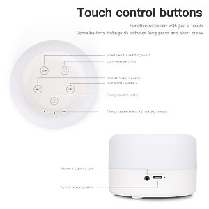 White Noise Machine with Baby Night Light for Sleeping,24 Soothing Sleep Sounds for Nursery,8 color & timer,Sound Machine Newborn Necessities,Sleep Therapy for Adults