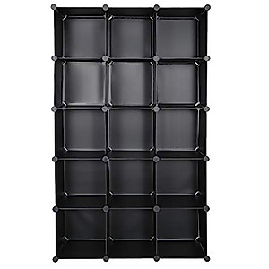 ZENY Cube Storage Organizer, 16-Cube Closet Organizer Storage Shelves, Modular Bookcase, DIY Plastic Modular Closet Cabinet, Book Shelf for Bedroom Living Room Office, Black