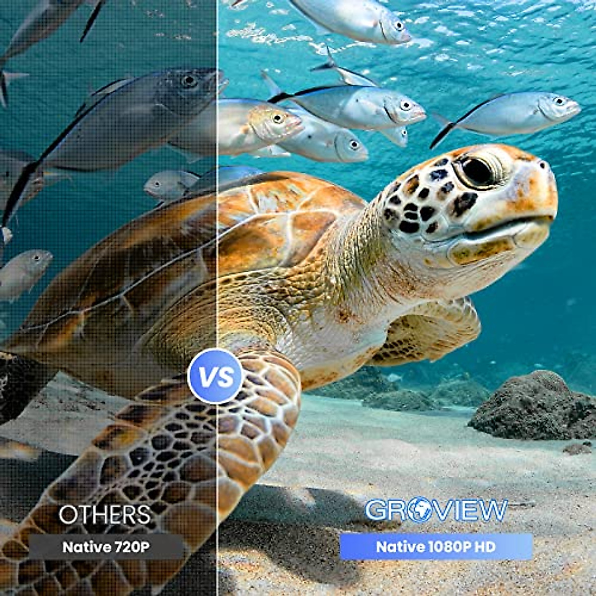 Groview Projector, 1080P Bluetooth Mini Projector with 100” Projector Screen, 9500 LUX Portable Outdoor Movie Projector for Phone, Compatible with VGA/HDMI/USB/SD/Laptop/Fire Stick/PS5