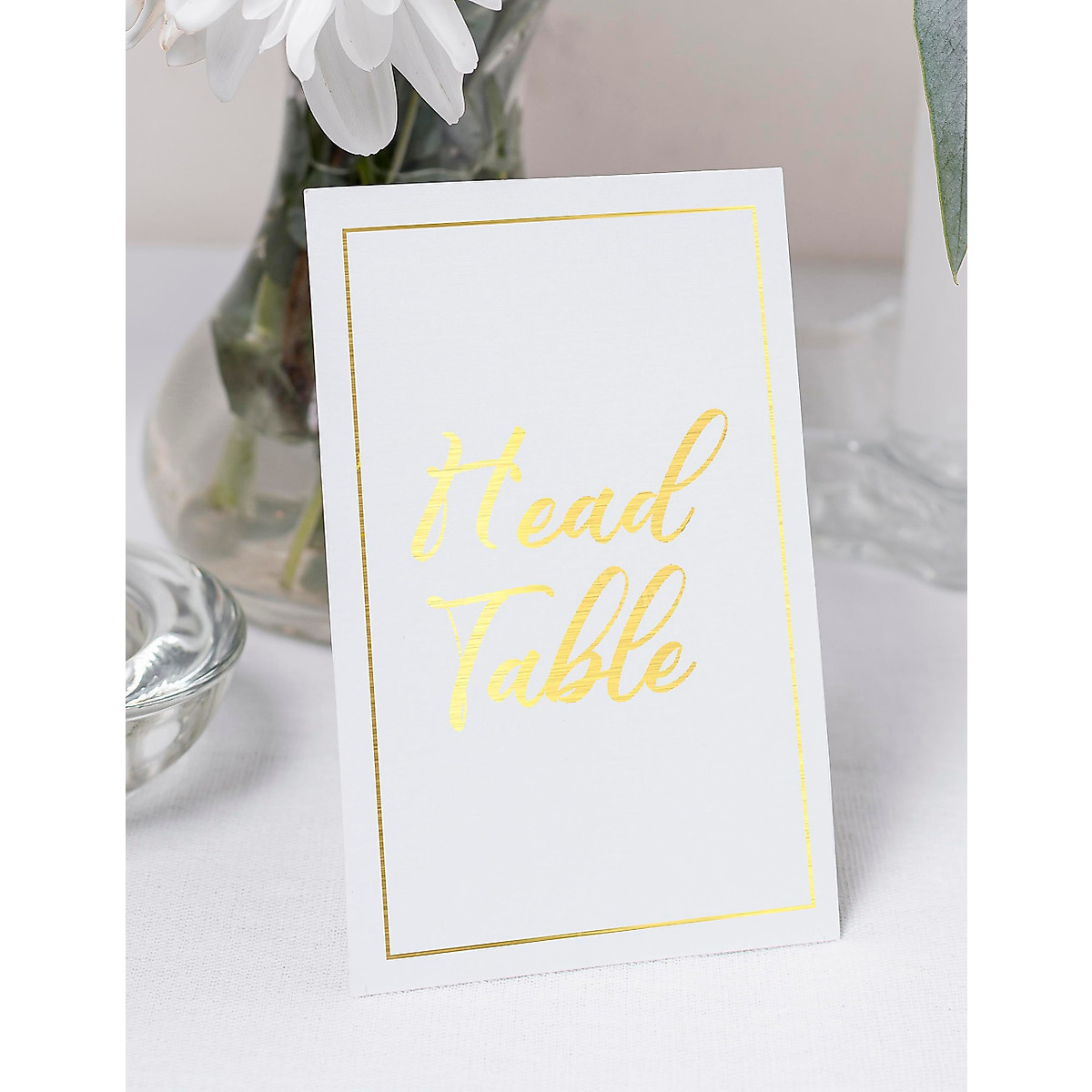White Paper Gold Wedding Table Numbers, 1-30 And Head Table Card Included, Centerpiece Decorations,Double Sided 4x6 With Gold Stamping,For Table Number Holders