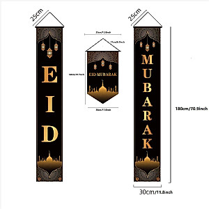 KYMY Ramadan EID Mubarak Decorations Banner,Muslim Ramadan EID Welcome Porch Sign, Islamic Eid Festival Party Decor and Supplies