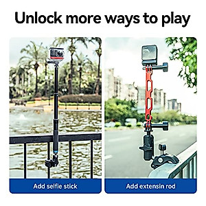 TELESIN Claw Clamp Mount + Extension Rod + Phone Holder Bundle Kit, 360 Dual Ball Head Gripper Monitor, Bicycle Bike Motorcycle Handlebar Boat Vehicle Clip for GoPro Insta360 AKASO Smartphone