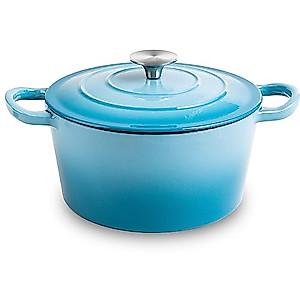 4-Quart Cast Iron Dutch Oven - Enameled Oven Pot,Cast Iron Lid, Serve for 3-5 People, Great for All Stovetops,for Baking, Roasting, Braising, Stir-frying,Easy to Clean,Blue