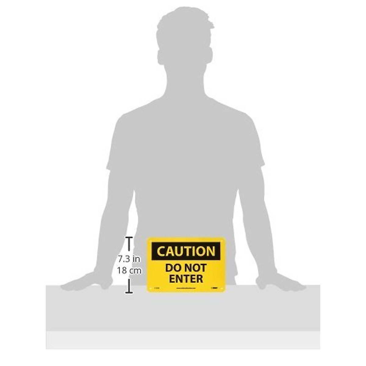 NMC C135R OSHA Sign, Legend "CAUTION - DO NOT ENTER", 10" Length x 7" Height, Rigid Plastic, Black on Yellow