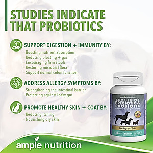 Ample Nutrition Complete Pet Prebiotic + Probiotic for Dogs & Cats, 60ct Pork Flavored Pearls