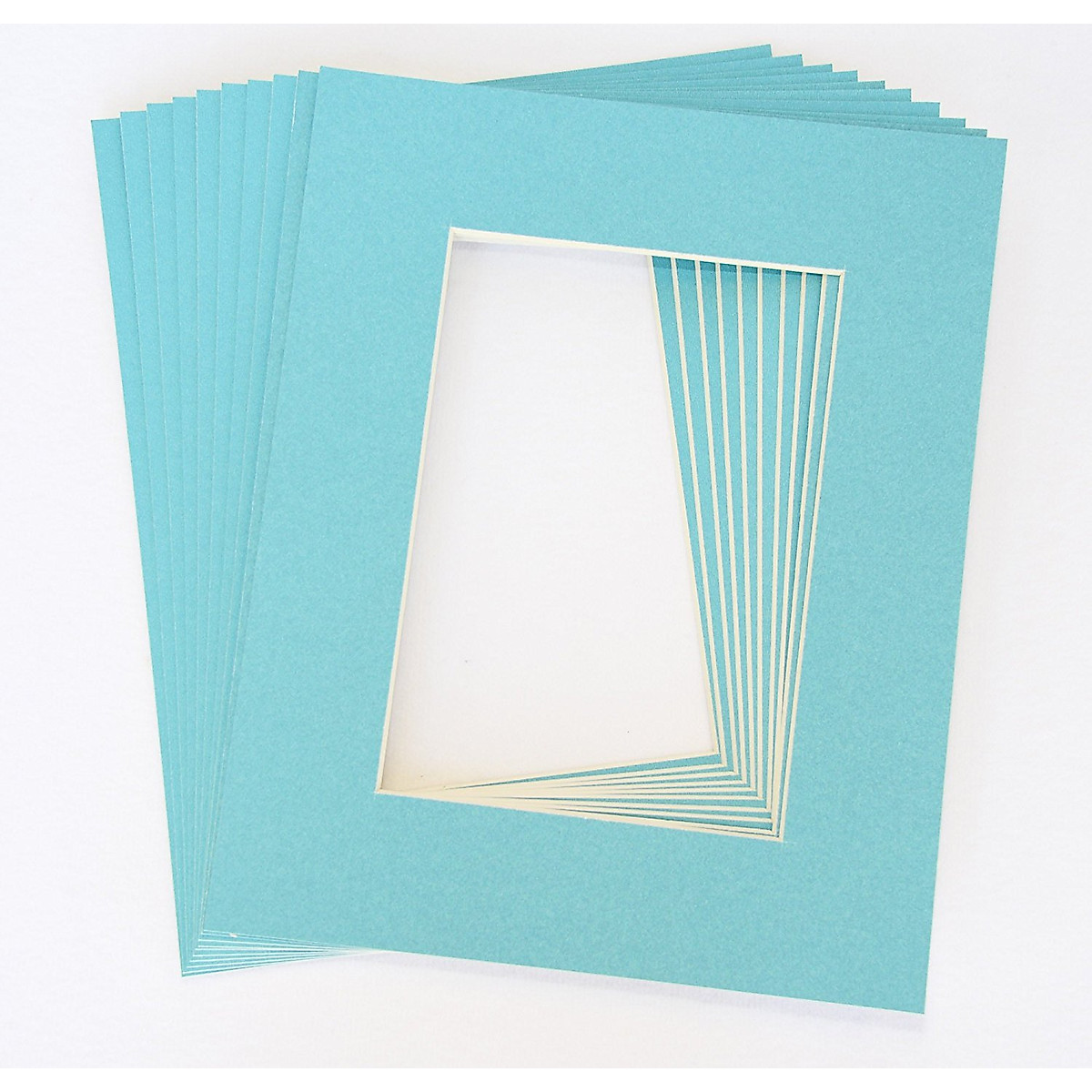 topseller100, Pack of 10 Light Blue 11x14 Picture Mats Matting with White Core Bevel Cut for 8x10 Pictures